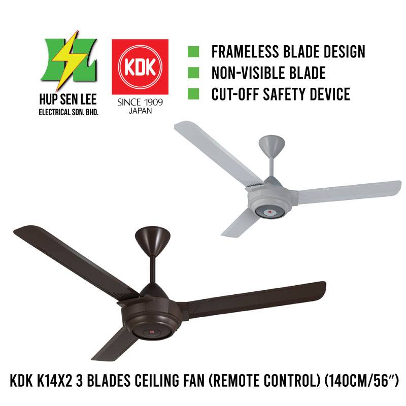KDK K14X2 3 blades Ceiling Fan with Remote Control (140cm/56″)