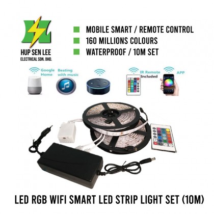 RGB LED STRIP LIGHT SET WIFI / SMART / REMOTE CONTROL DC 12V 10M