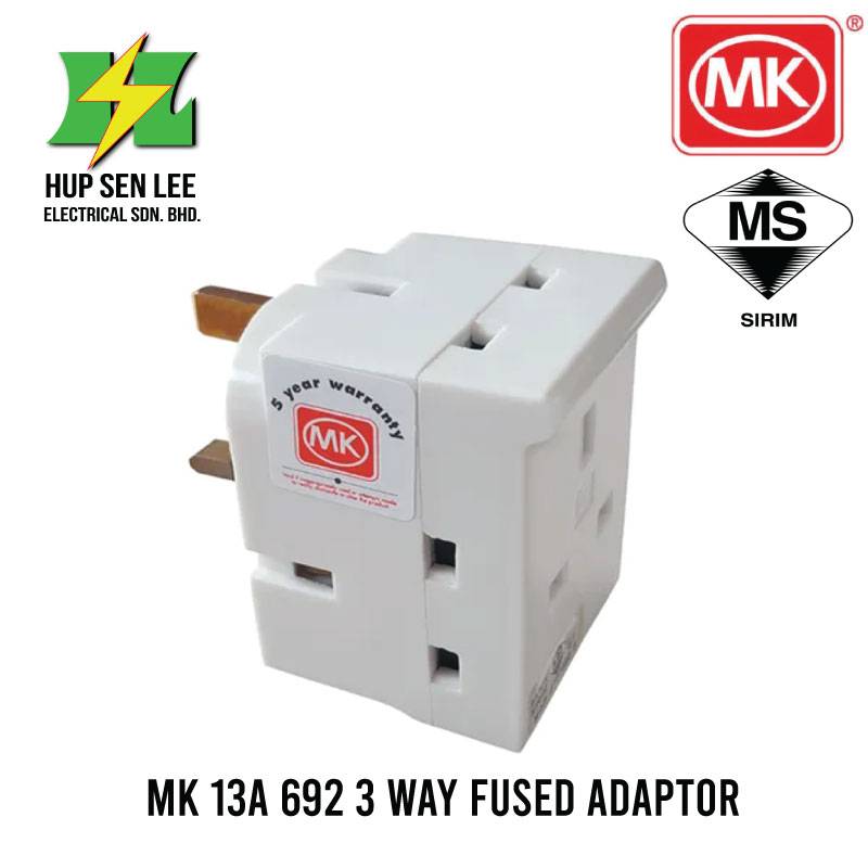 MK 692 13A 3 Way Fused Adaptor (with SIRIM approved)