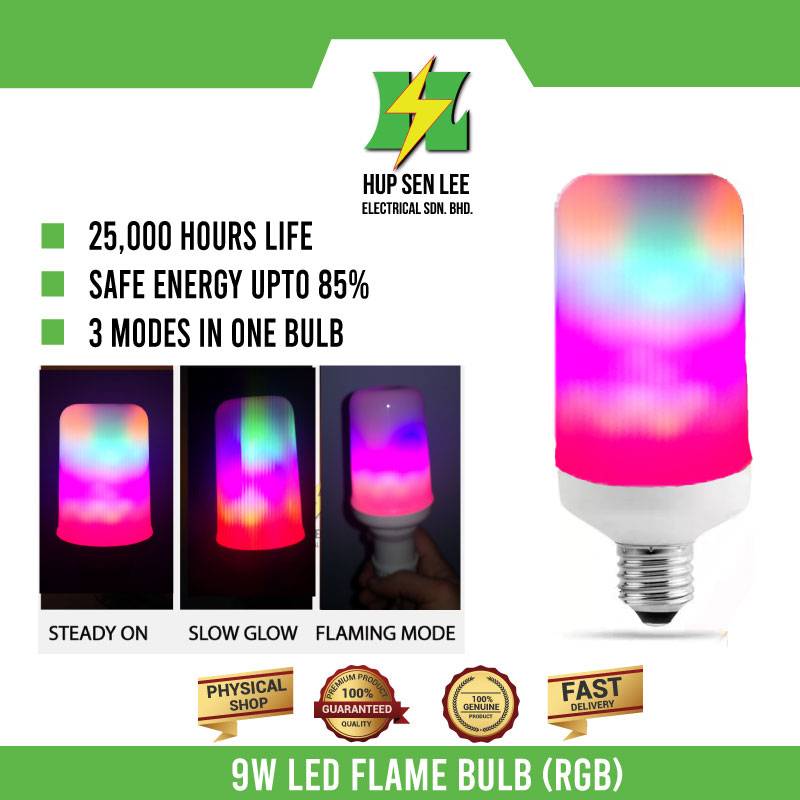 9W LED FLAME LIGHT FLICKER BULB (RGB)