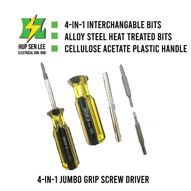 4-in-1 Jumbo Grip Screw Driver