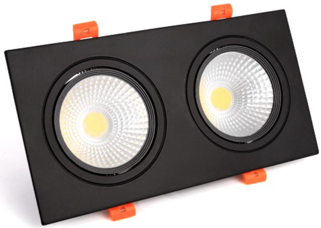 2xGU10 LED DOUBLE RECESSED FITTING (BLACK)