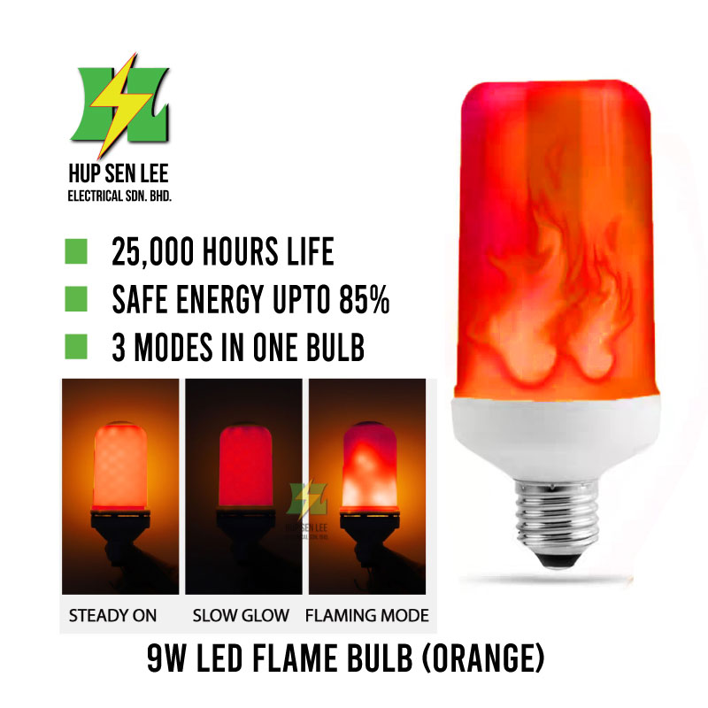 9W LED FLAME LIGHT FLICKER BULB (RED)