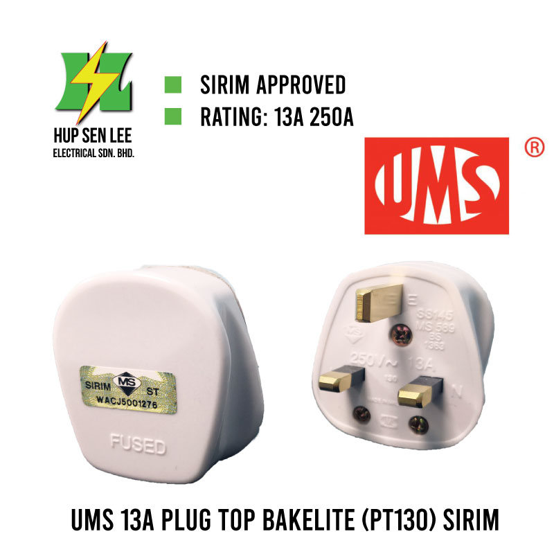 UMS 13A 250V AC PLUG TOP BAKELITE PT130 SIRIM APPROVED