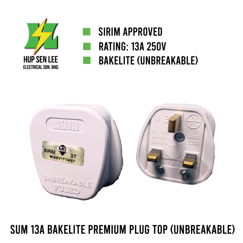 SUM 13A Bakelite Premium Plug Top (SIRIM UNBREAKABLE)